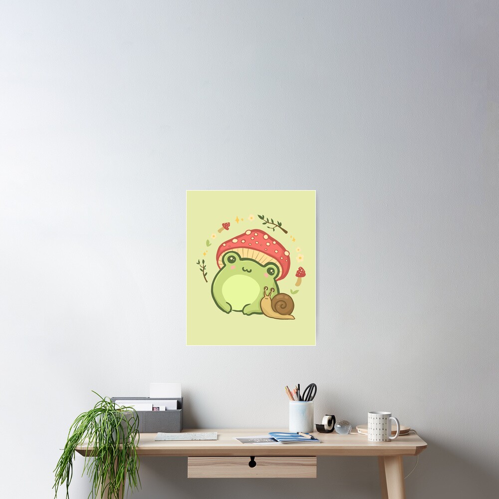 Super Cute Kawaii Frog With Toadstool Mushroom Hat Snail Cottagecore