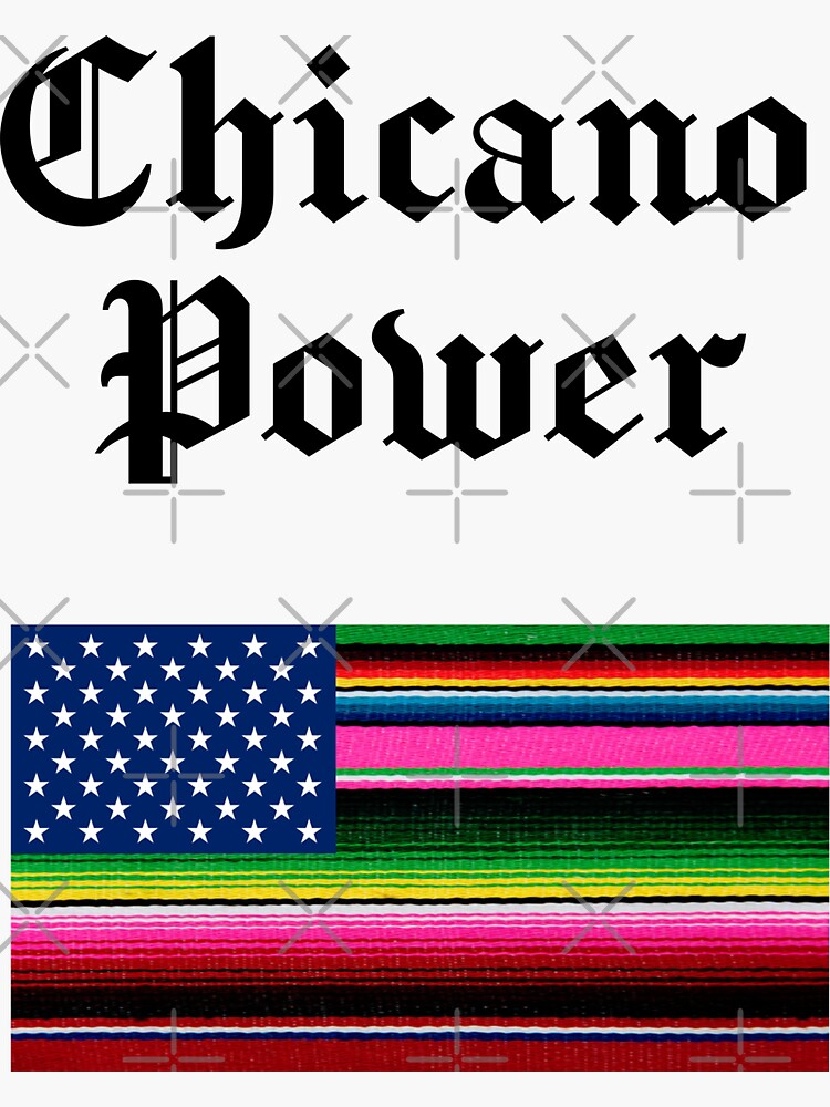 "American Flag with Sarape: Chicano Power" Sticker by Caracol-Spanish ...