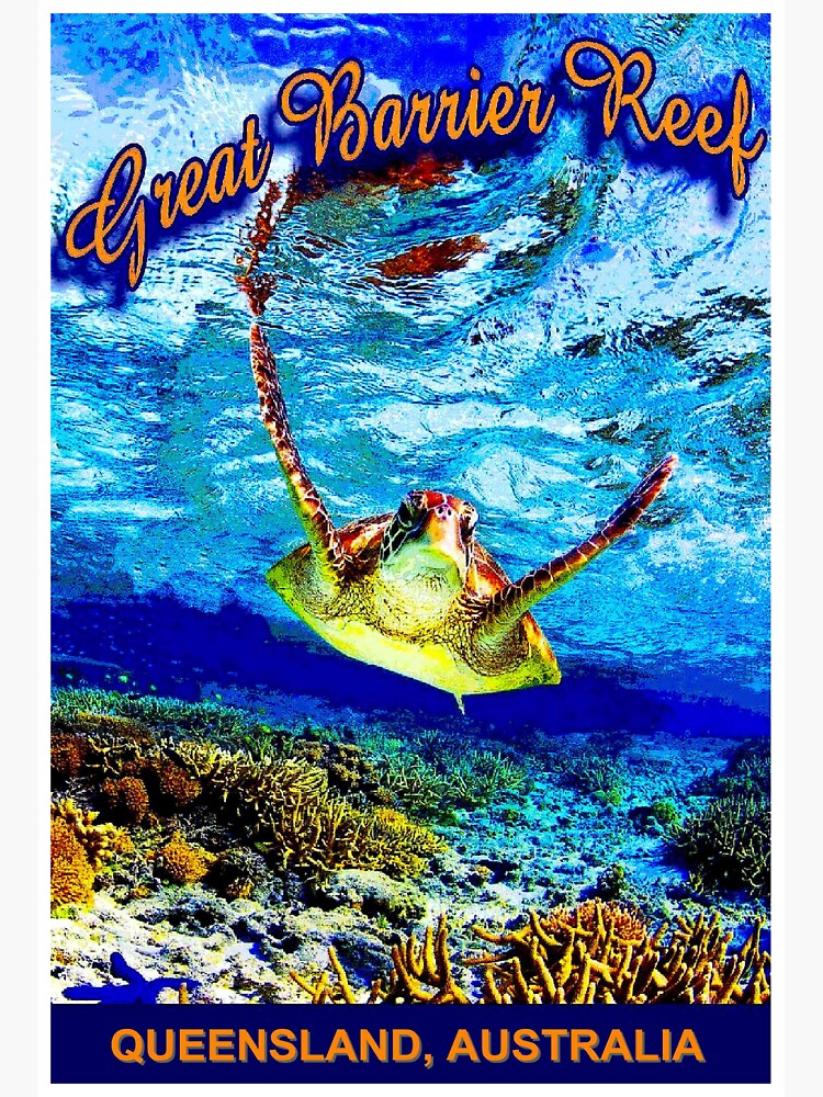 ""GREAT BARRIER CORAL REEF" Australia Travel Print" Sticker for Sale by ...