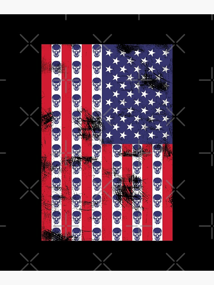 "Vintage USA Flag Skull Design - Distressed American Flag - Skull Flag ...