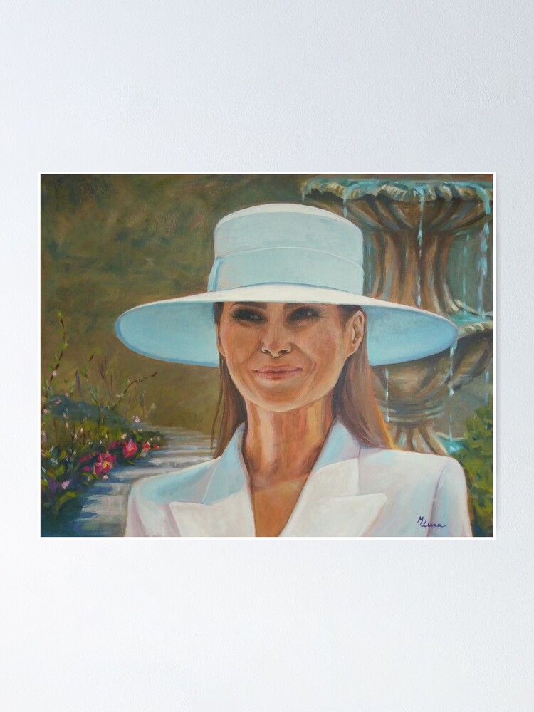 "Melania in white hat" Poster for Sale by MaggieLunaArt | Redbubble