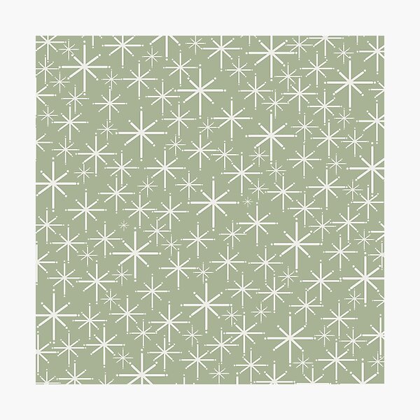 "Twinkling Retro Atomic Starburst Pattern in Sage Green and Nearly ...