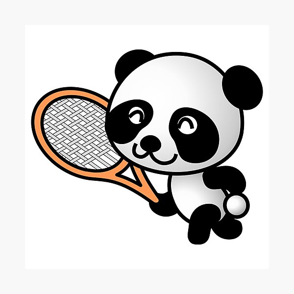 "Cute Baby Panda Playing Tennis" Photographic Print by baderchlih ...