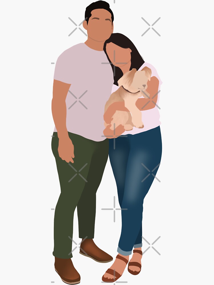 "Custom Couple Portrait" Sticker by kambriatrout | Redbubble