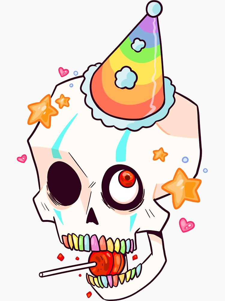"Rainbow Skeleton Head" Sticker by SquiddyInks | Redbubble