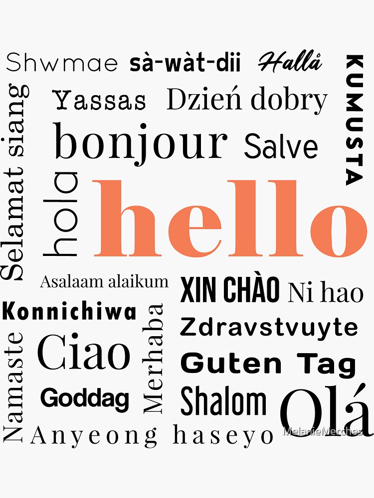 "Hello Translations" Sticker by MelanieMerches | Redbubble