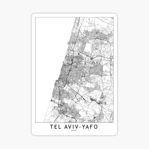"Tel Aviv White Map" Sticker for Sale by multiplicitymap | Redbubble