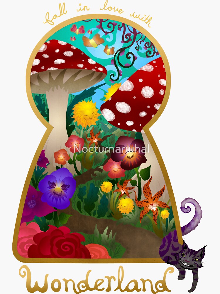 "Travel to Wonderland" Sticker for Sale by Nocturnarwhal | Redbubble