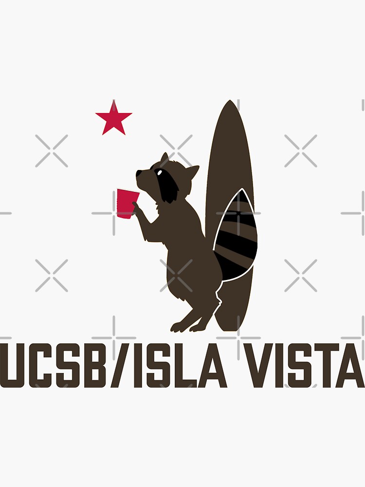 "Raccoon UCSB / ISLA VISTA" Sticker for Sale by olliefu | Redbubble