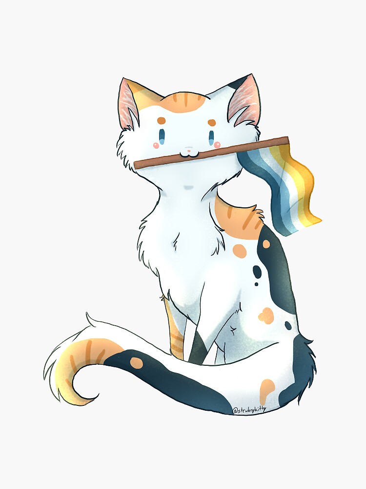 "Aroace Pride Cat" Sticker for Sale by strwbrykitty | Redbubble