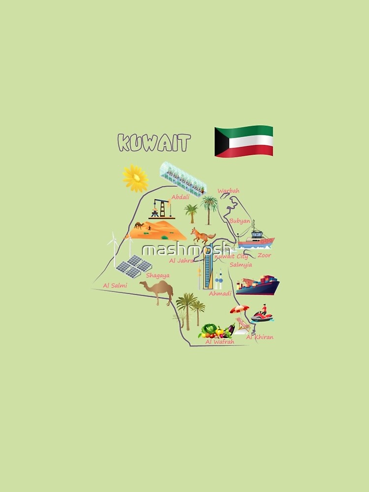 "Kuwait map destinations Landmarks tourist attractions with names of ...