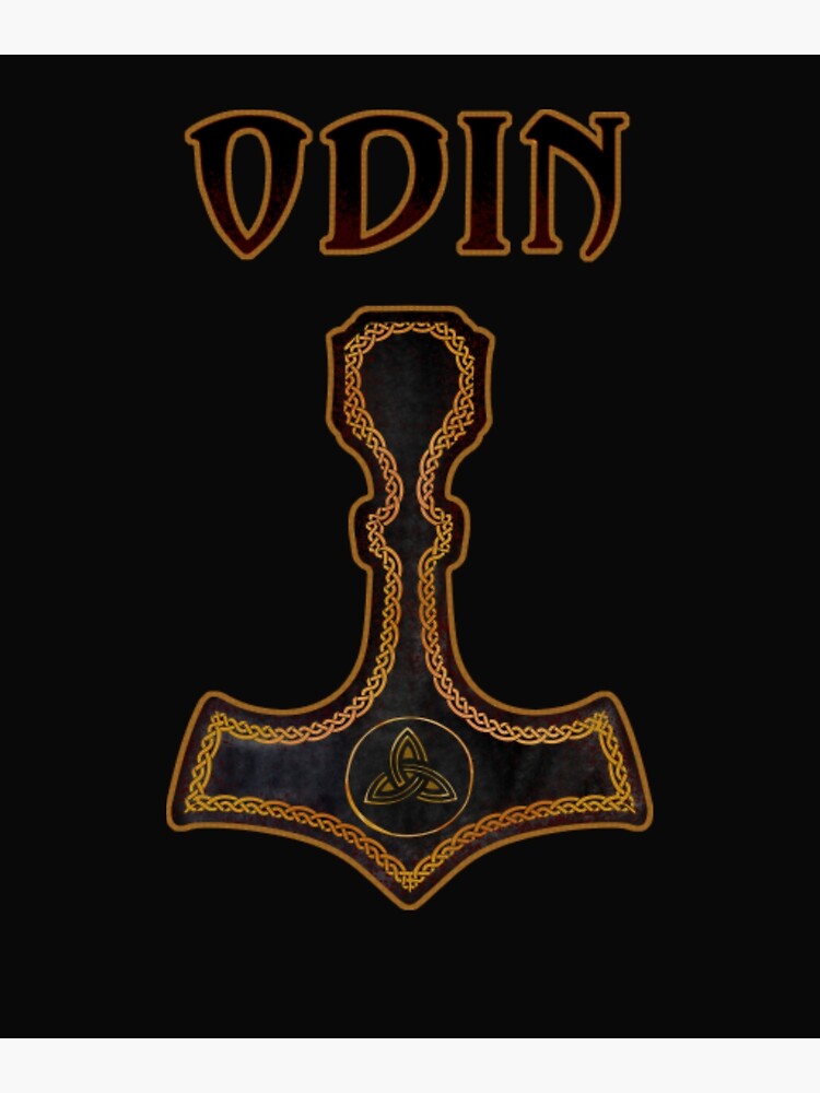 "Mjolnir Hammer Design with Odin lettering" Poster for Sale by ...