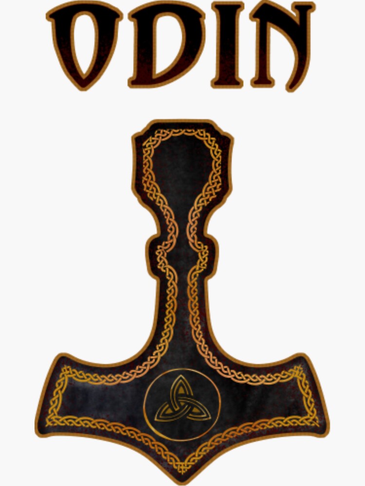 "Mjolnir Hammer Design with Odin lettering" Sticker for Sale by ...