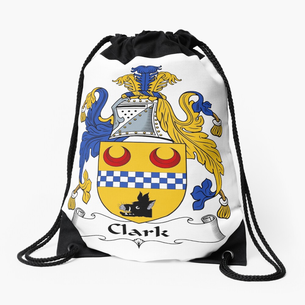 "Clark Coat of Arms / Clark Family Crest" Drawstring Bag by ...
