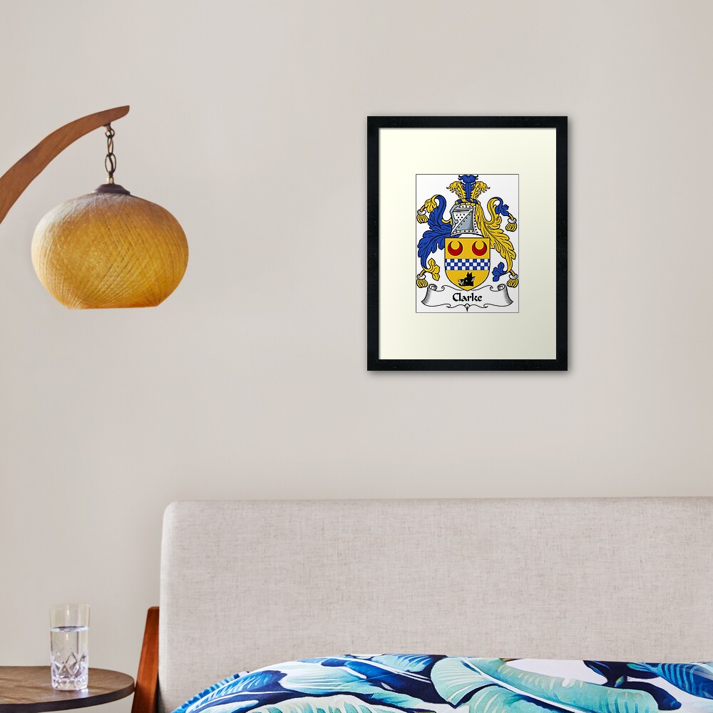 "Clarke Coat of Arms / Clarke Family Crest" Framed Art Print for Sale ...
