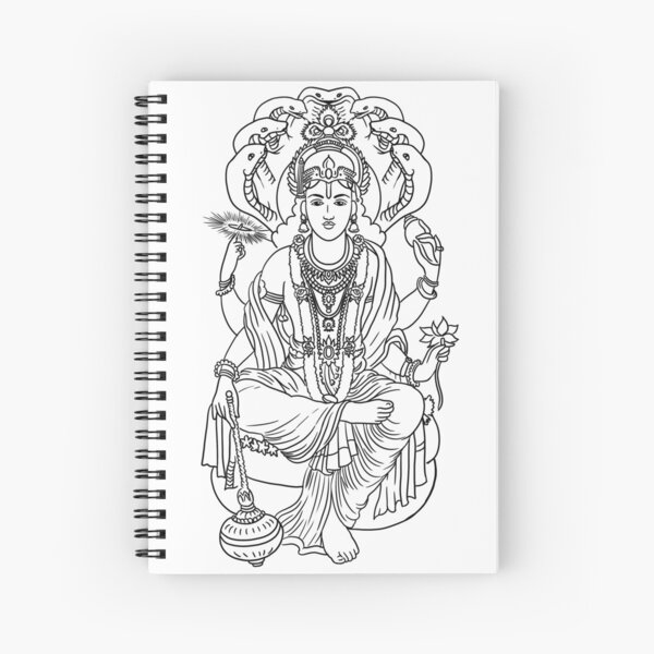"Hindu God Vishnu line drawing vector illustration, asian spiritual ...