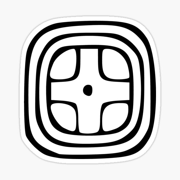 "Mayan symbol for Food (black) emblem glyph logogram (black)" Sticker ...