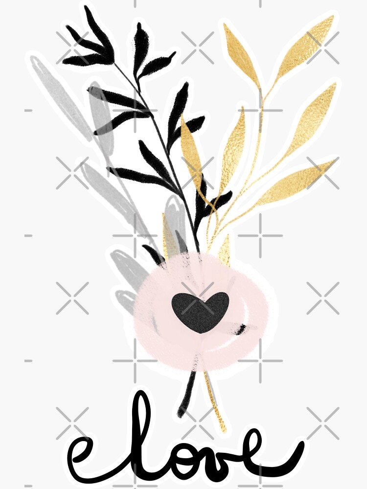 "Floral love aesthetic " Sticker by lizamperini | Redbubble