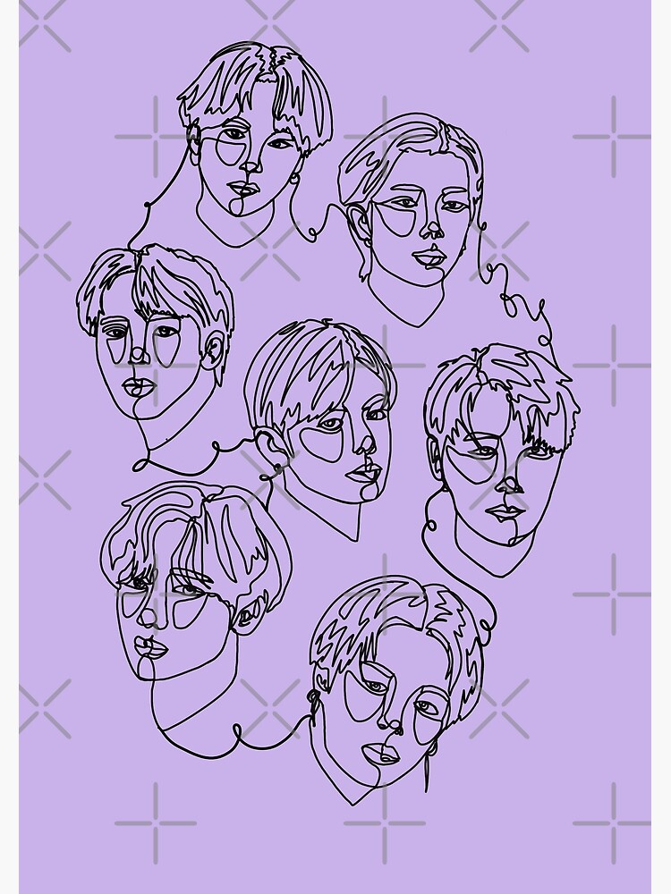 "BTS line art (black)" Poster for Sale by milkcherries | Redbubble