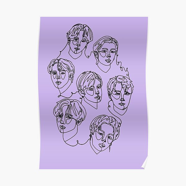 "BTS line art (black)" Poster for Sale by milkcherries | Redbubble