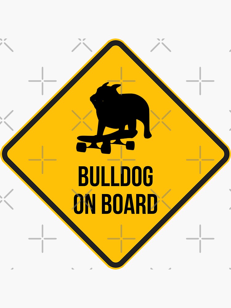 "Bulldog on Board Sign" Sticker by MinimalSketches | Redbubble