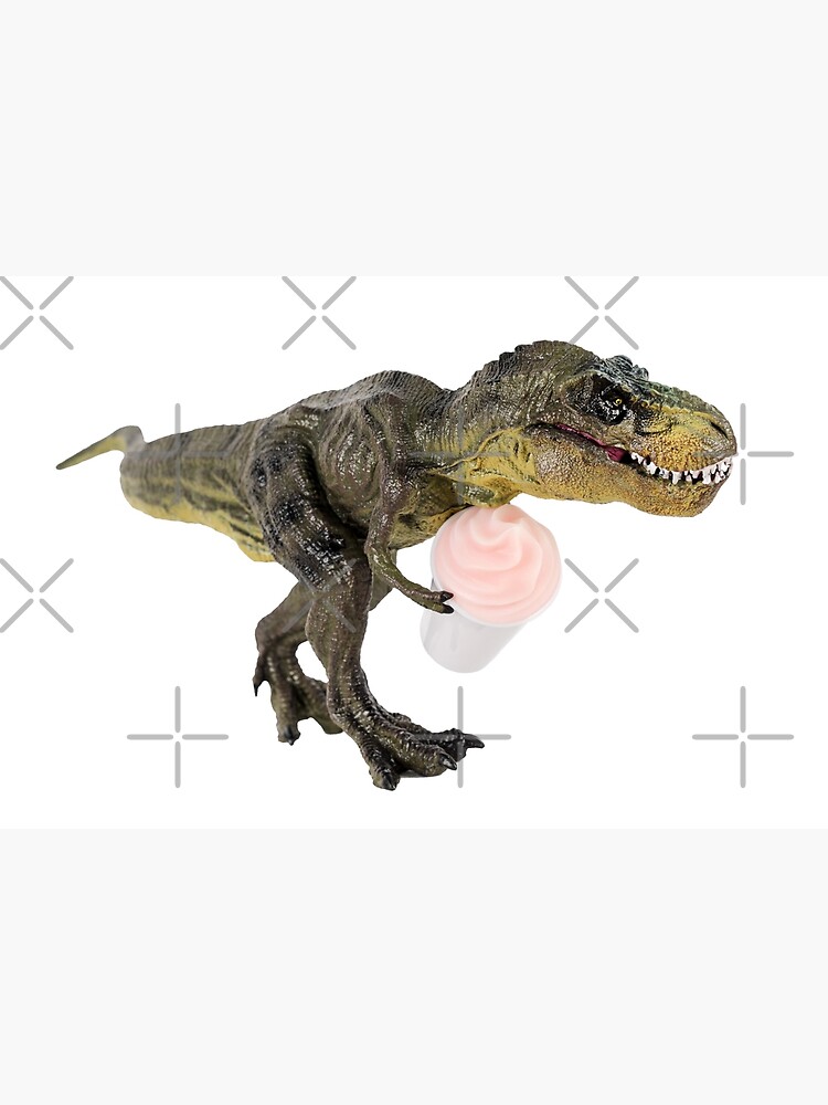"Tyrannosaurus T-rex, dinosaur with milkshake. Fast food and sweets ...