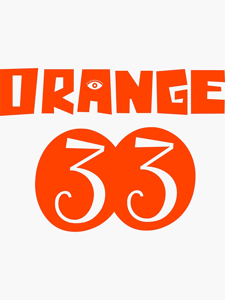 "Orange 33 T Shirt" Sticker for Sale by bitsnbobs | Redbubble