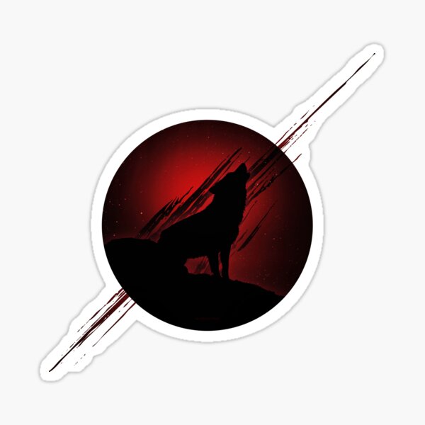 "Wolf with blood moon" Sticker for Sale by Destroyed-Pixel | Redbubble