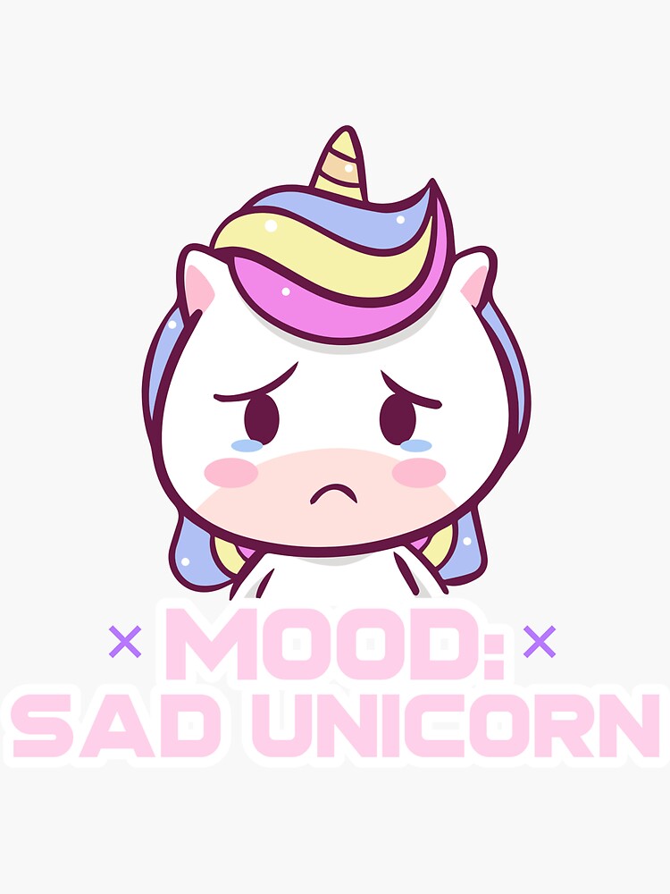 "Sad Unicorn Sticker" Sticker for Sale by littleliontees | Redbubble