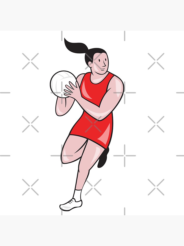 "Netball Player Catching Ball Isolated Cartoon" Poster for Sale by ...