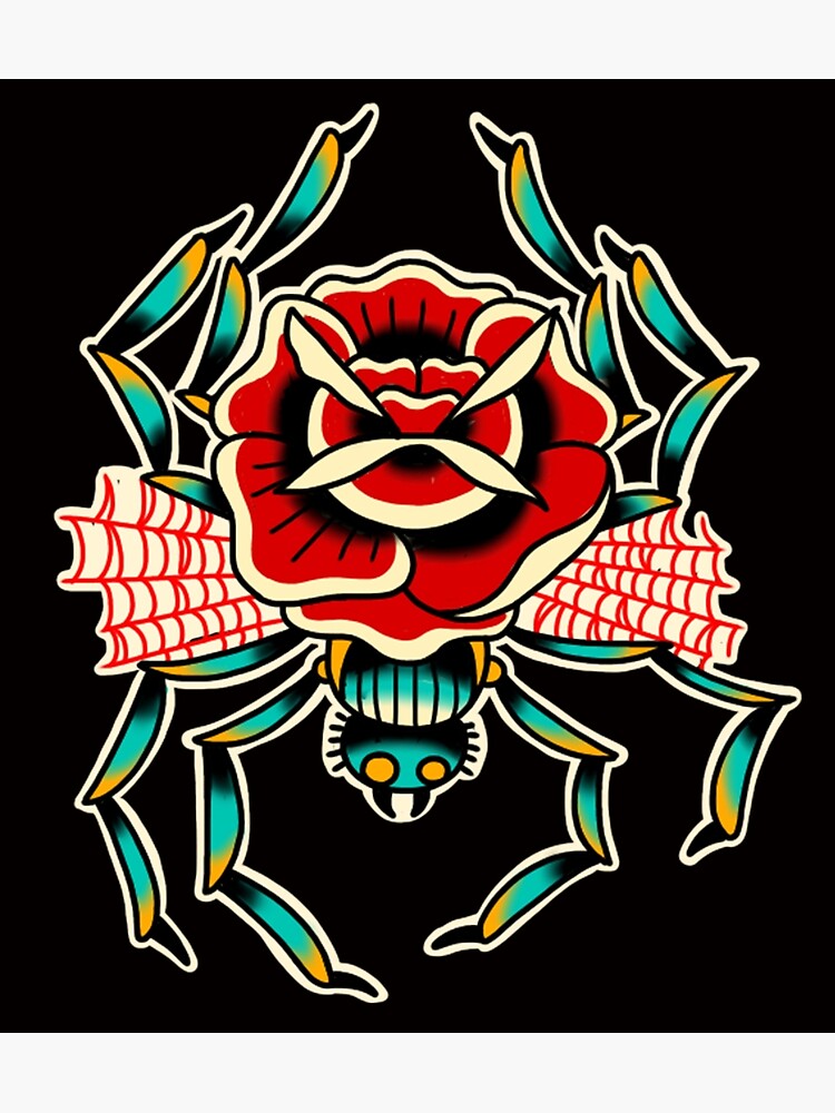"spider rose traditional tattoo" Art Print for Sale by rafaelwolf ...