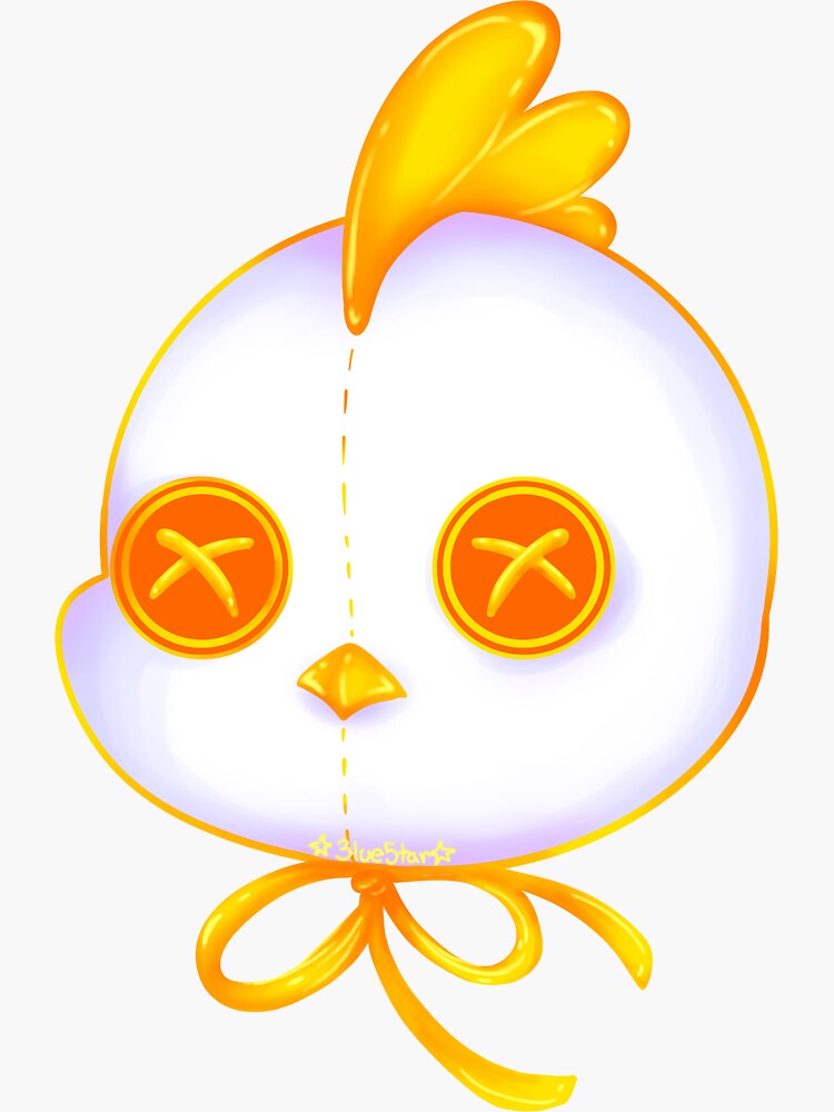 "Gold Button Eyes Pollito" Sticker for Sale by artby3lue5tar | Redbubble