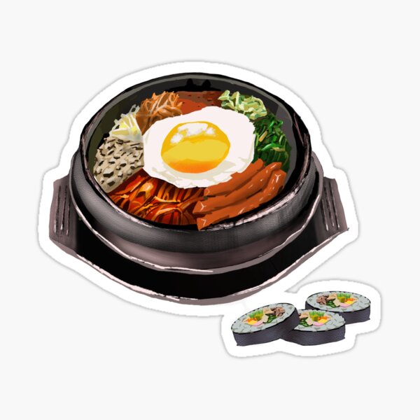 "Bibimbap 비빔밥 Kimbap 김밥 " Sticker for Sale by MoonyDragon | Redbubble