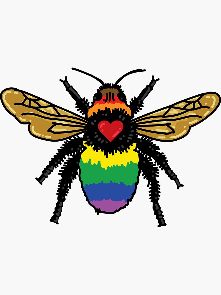 "Pride Bee! Gay" Sticker by eirbend | Redbubble