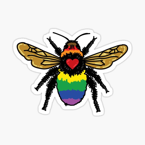 "Pride Bee! Gay" Sticker by eirbend | Redbubble