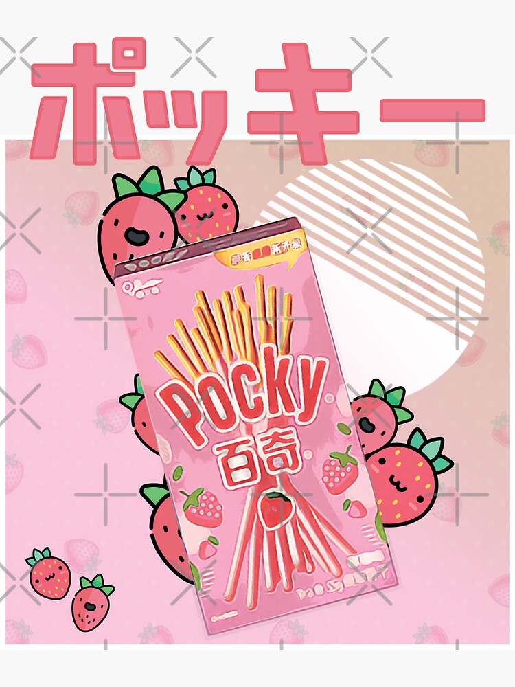 "Kawaii Strawberry Pocky" Sticker for Sale by Hapoel | Redbubble