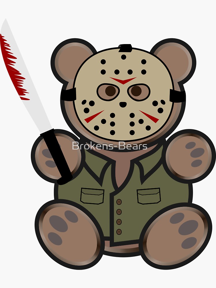 "Jason Bear" Sticker for Sale by Brokens-Bears | Redbubble