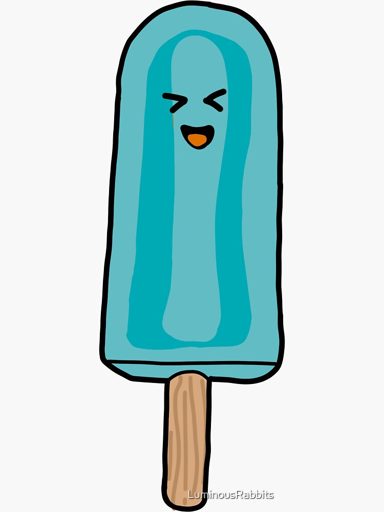 "blue happy ice lolly" Sticker for Sale by LuminousRabbits | Redbubble