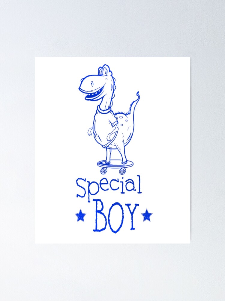 "Very Special Boy Funy Dinosaur on Skateboard" Poster by AYACHI90 ...