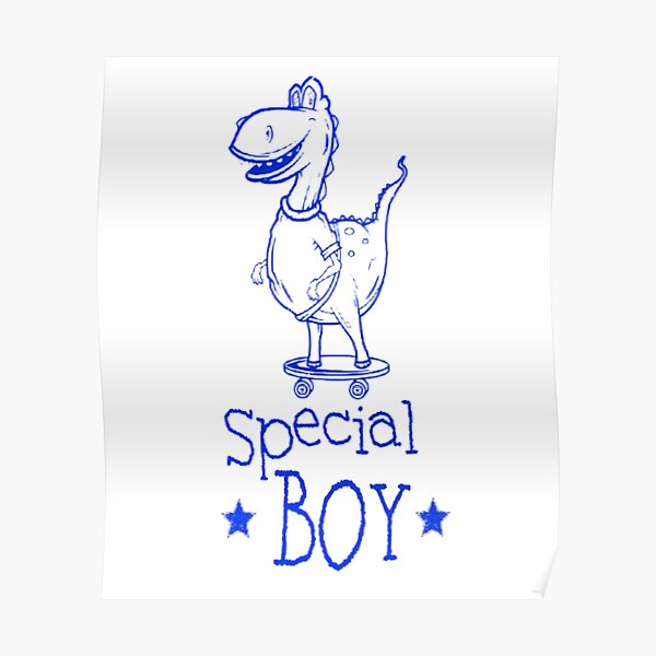 "Very Special Boy Funy Dinosaur on Skateboard" Poster by AYACHI90 ...