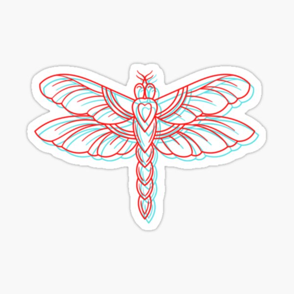 "Trippy 3D Dragonfly - Version 2" Sticker for Sale by PandaParcels ...