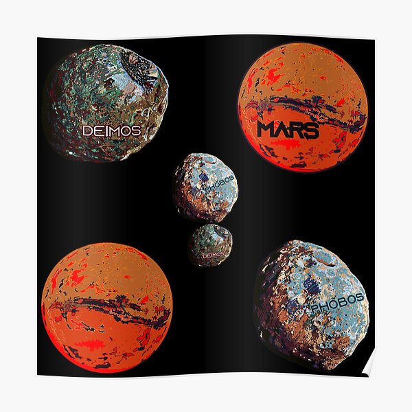 Póster «Paquete de pegatinas de Marte y sus lunas» de FabriKaela ...