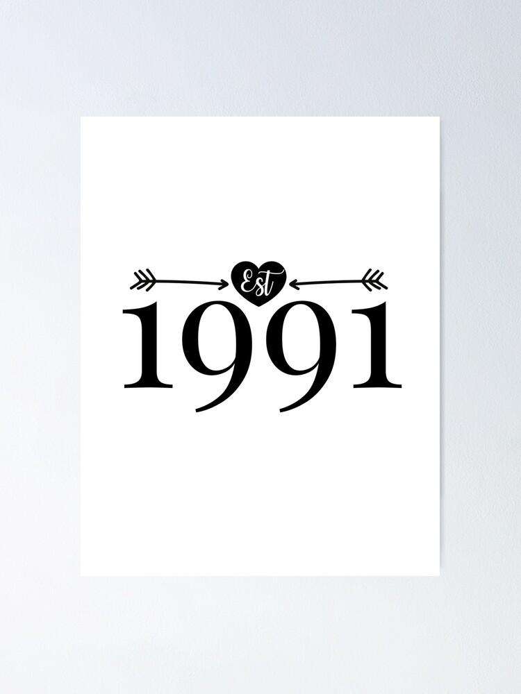 "Est. 1991 | 1991 Birthday | 30th Birthday 2021" Poster for Sale by ...