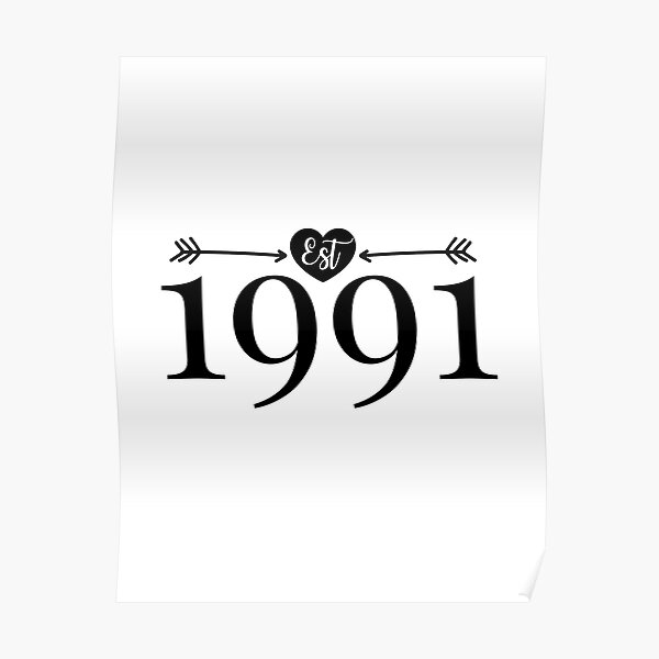 "Est. 1991 | 1991 Birthday | 30th Birthday 2021" Poster for Sale by ...