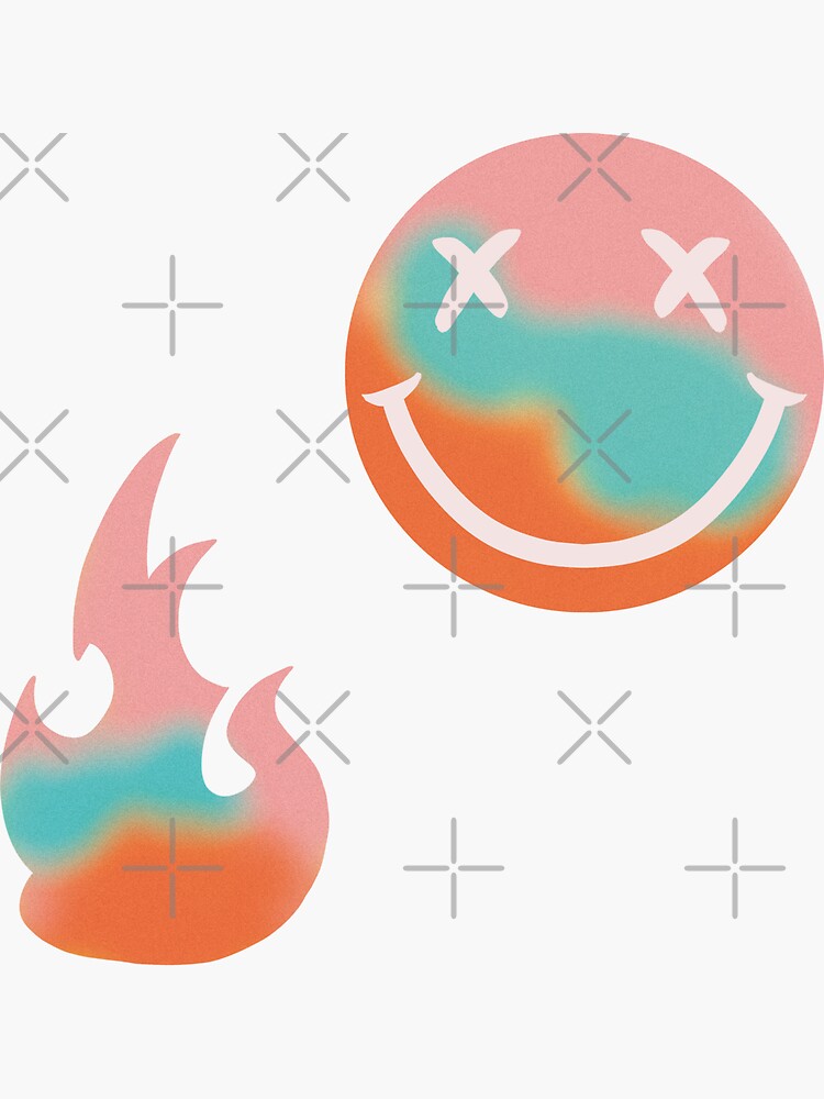 "Gradient Flame & Smiley Face" Sticker for Sale by Exime | Redbubble