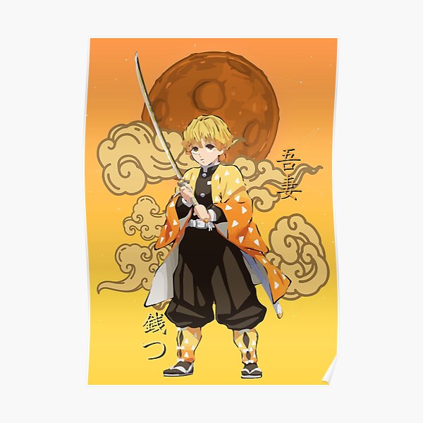 "Zenitsu Agatsuma Scared - Demon Slayer" Poster by reelanimedragon ...