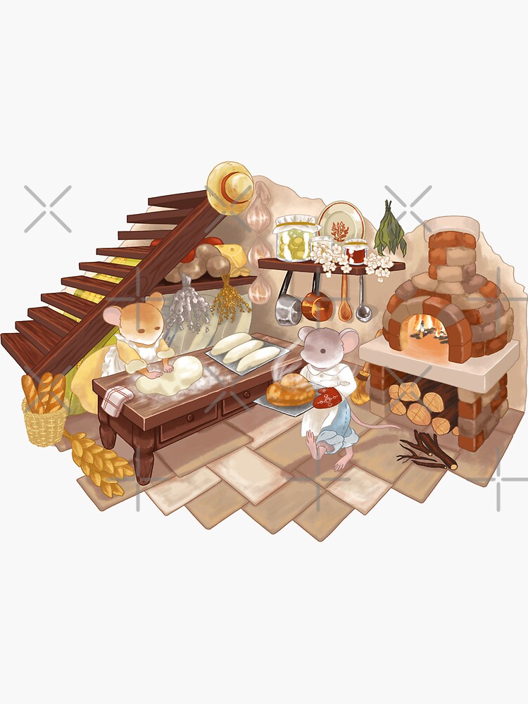 "Cottagecore Mice Making Bread" Sticker by Jieul | Redbubble