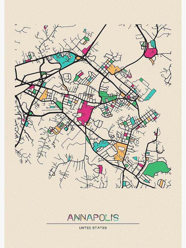 Póster «Mapa de calles de Annapolis, Maryland» de geekmywall | Redbubble