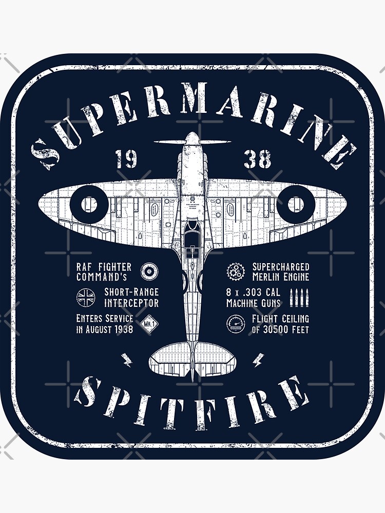 "Supermarine Spitfire" Sticker for Sale by 909Apparel | Redbubble