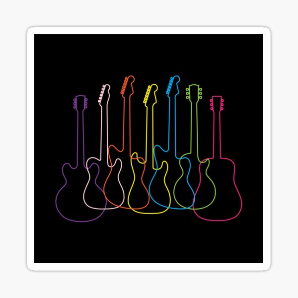 "Guitars Outline Multi Colors" Sticker for Sale by nightsworthy | Redbubble
